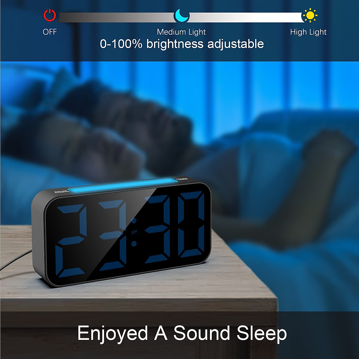 Topski Alarm Clocks for Heavy Sleepers, Vibrating Alarm Clock with Bed Shaker, Night Light, Large Display, Dimmable Loud Clock for Adults Hearing Impaired Deaf Seniors Teens (RGB)