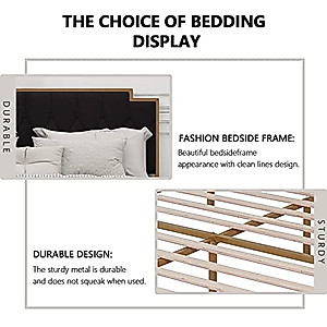 AGARTT Upholstered Platform King Size Bed Frame with Headboard Premium Stable Wood Slat Support No Box Spring Required Black