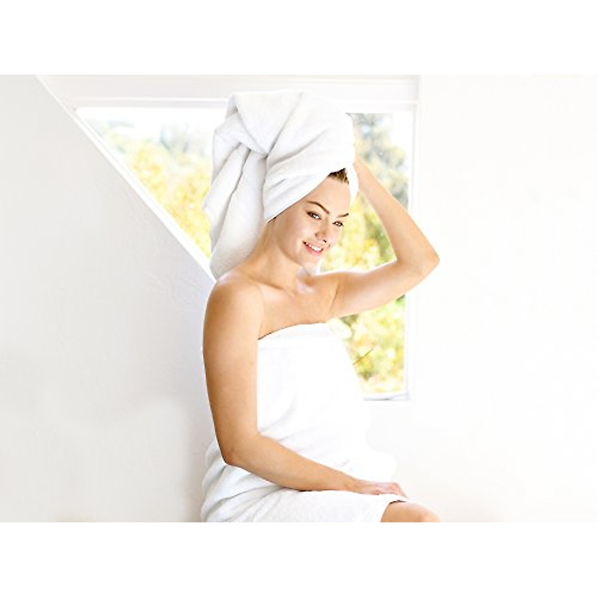 Supima Cotton Bath Towel Set by Laguna Beach Textile Co - 2 Bath Towels - Hotel Quality, Plush, 730 GSM - Large, 57" x 30" White