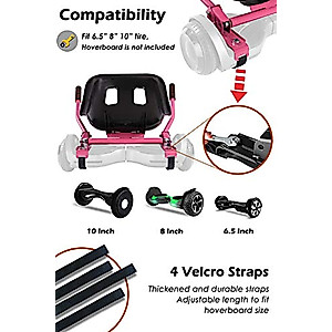 KUMAMOT Hoverboard Seat Attachment for 6.5” 8” 10” Hoverboard, Go Kart Cart Conversion Kit, Accessories for Self Balancing Scooter, Hoverboard Cart for Kids and Adult, Adjustable Frame Length, Pink