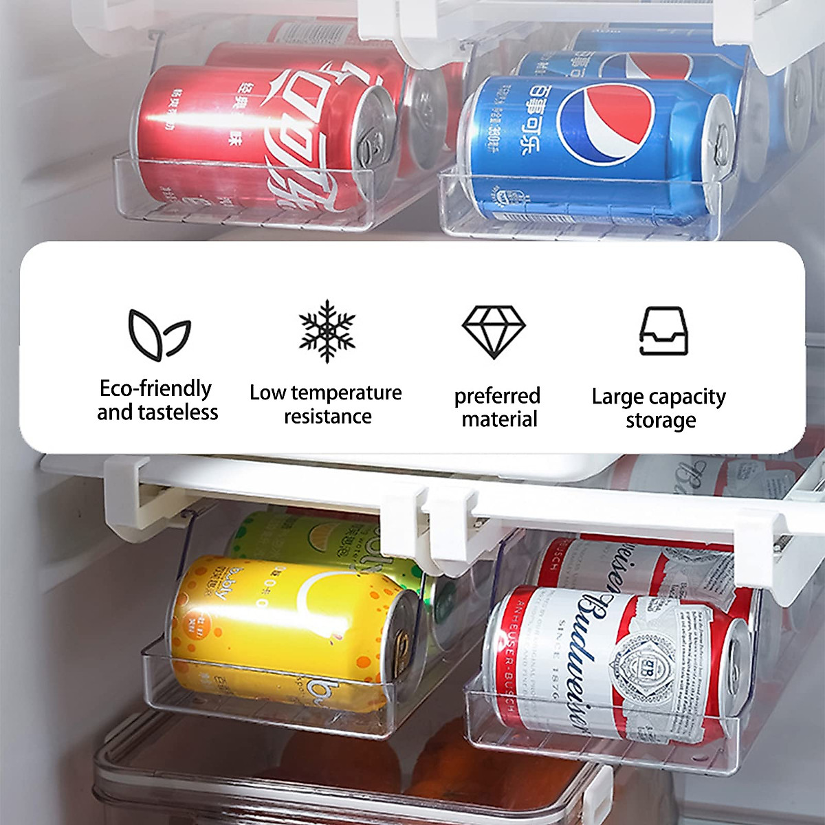 WINARA Soda Can Organizer for Refrigerator,Hanging Soda Can Holder Pop Cans Beverage Container Dispenser for Kitchen Freezer Rack Pantry Cabinet Cupboard