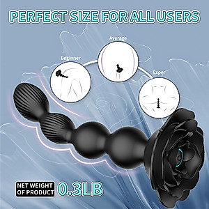 Anal Beads Anal Butt Plug,10 Rotate Twist and Vibrating Modes,Prostate Massager Graded Silicone Design Anal Vibrators for Men,Remote Control Rose Toy for Women,Adult Sex Toys for Couple (Sepia Black)