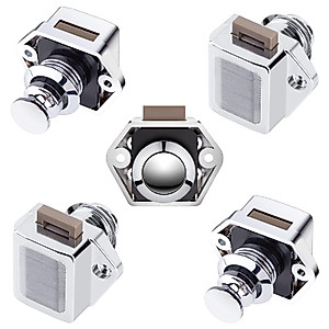 SyLabY 100 Pieces 20mm Mini Push Button Lock Chrome Cabinet Door Catch Keyless Cupboard Latch RV Drawer Locks for Motorhome Camper Caravan Home Yachts Furniture Hardware Accessories