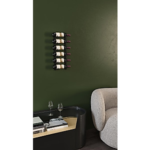 VintageView W Series Wine Rack 2 | Modern Wall Mounted Wine Storage (6 Bottles, Matte Black)