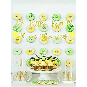 A Little Lemon is on the Way Banner, Gold Glitter Baby Shower Theme Party Decorations, Boys Girls Birthday Party Supplies