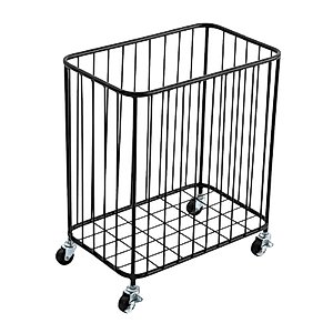 Laundry Hamper with Wheels,Large-size Metal Laundry Basket Cart,Rolling Wheeled Clothing Hamper for Living Room,Bathroom,Closet,Bedroom(Black)