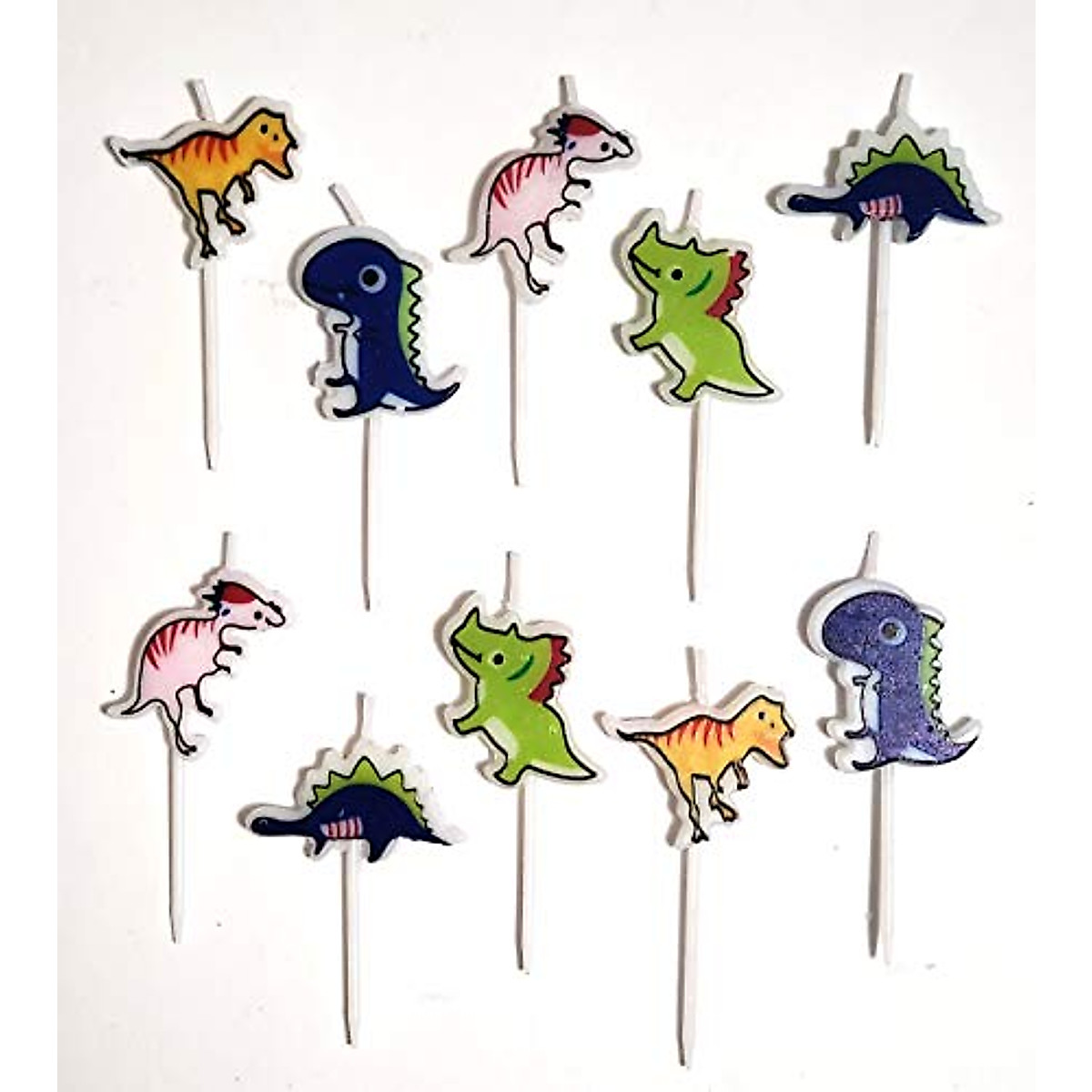 10 Count Special Cake Candles Topper with Holder for Wedding Party Birthday Valentine's Day Cake Decoration, Perfect Wish Gift for Kid and Adult (Dinosaur)