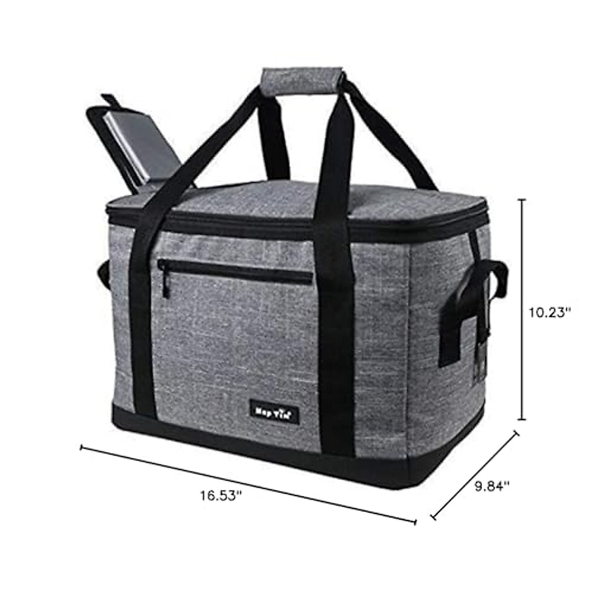 Hap Tim Soft Cooler Bag 40-Can Large Reusable Grocery Bags Soft Sided Collapsible Travel Cooler for Outdoor Travel Hiking Beach Picnic BBQ Party(US13634-Grey)