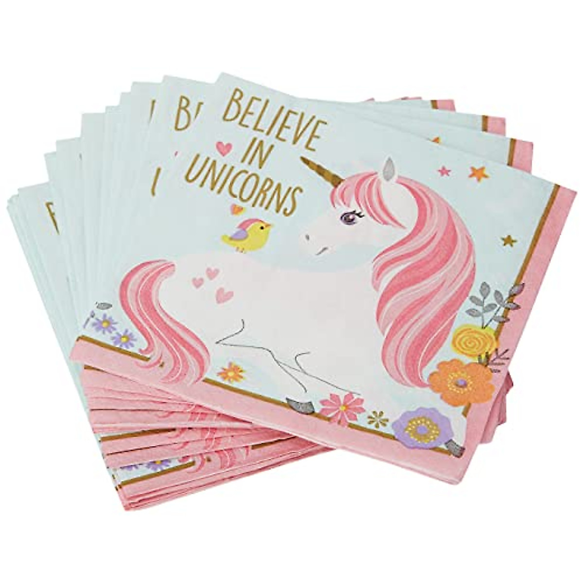 Amscan 501929 Beverage Napkins | Magical Unicorn Collection | Birthday | 16pcs