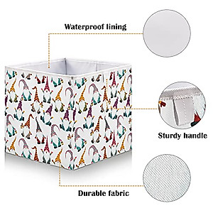 Bolaz Christmas Gnomes Seamless Closet Organizers Storage Cubes Storage Bins Shelf Baskets Containers for Home Kids Room Toys Office,Square