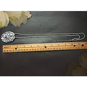 Alilang Gunmetal Tone Grey Crystal Rhinestones Cameo Lady Victorian Maiden Pendant Necklace