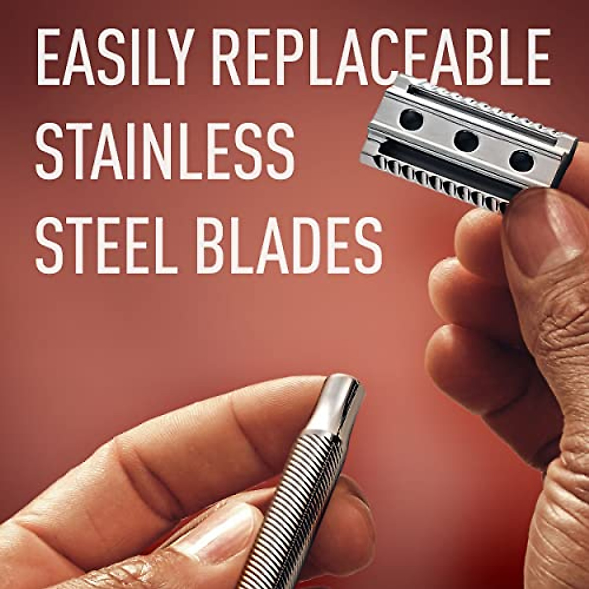 King C. Gillette Safety Razor with Chrome Plated Handle and 5 Platinum Coated Double Edge Safety Razor Blade Refills