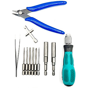 RC Car Tool Stand Repair Work RC Screws Kit 600PCS & RC Screwdrivers and Screws Pallet Kit 360 Degree Rotation for 1/8 1/10 1/12 1/16 1/18 RC Car Truck Crawler (Black)