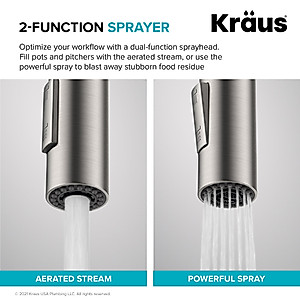KRAUS Oletto™ Spot Free Stainless Steel Finish Dual Function Pull-Down Kitchen Faucet, KPF-2620SFS (Pack of 4)