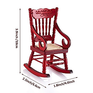 Sumind 2 Pieces Doll House Wooden Chairs 1:12 Christmas Dollhouse Accessories Mini Wooden Rocking Chairs Model for Dollhouse Accessories Furniture Decoration