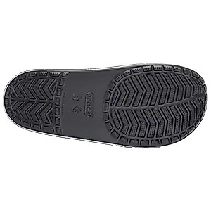 Crocs Men's and Women's Bayaband Slide | Casual Beach Sandal | Shower Shoe, Black/White, 9 US Women / 7 US Men