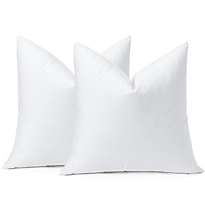 OTOSTAR Pack of 2 Down and Feather Throw Pillow Inserts, 28 x 28 Soft Fluffy Square Pillow Inserts with 100% Cotton Cover Decorative Pillows for Sofa Couch Bed-White