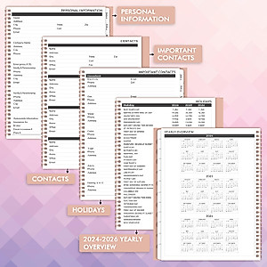 2024-2025 Monthly Planner - Monthly Planner 2024-2025, Jul. 2024 - Dec. 2025, 9" x 11", 18-Month Planner, Tabs & Pocket, Twin-Wire Binding - Rosy Pink