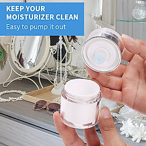 WLLHYF Airless Pump Jar Refillable Cream Jar Vacuum Bottle Airless Cosmetic Travel Container Bottles Portable Leak-Proof 30ml Moisturizer Container for DIY Creams Gels Lotion Toiletry