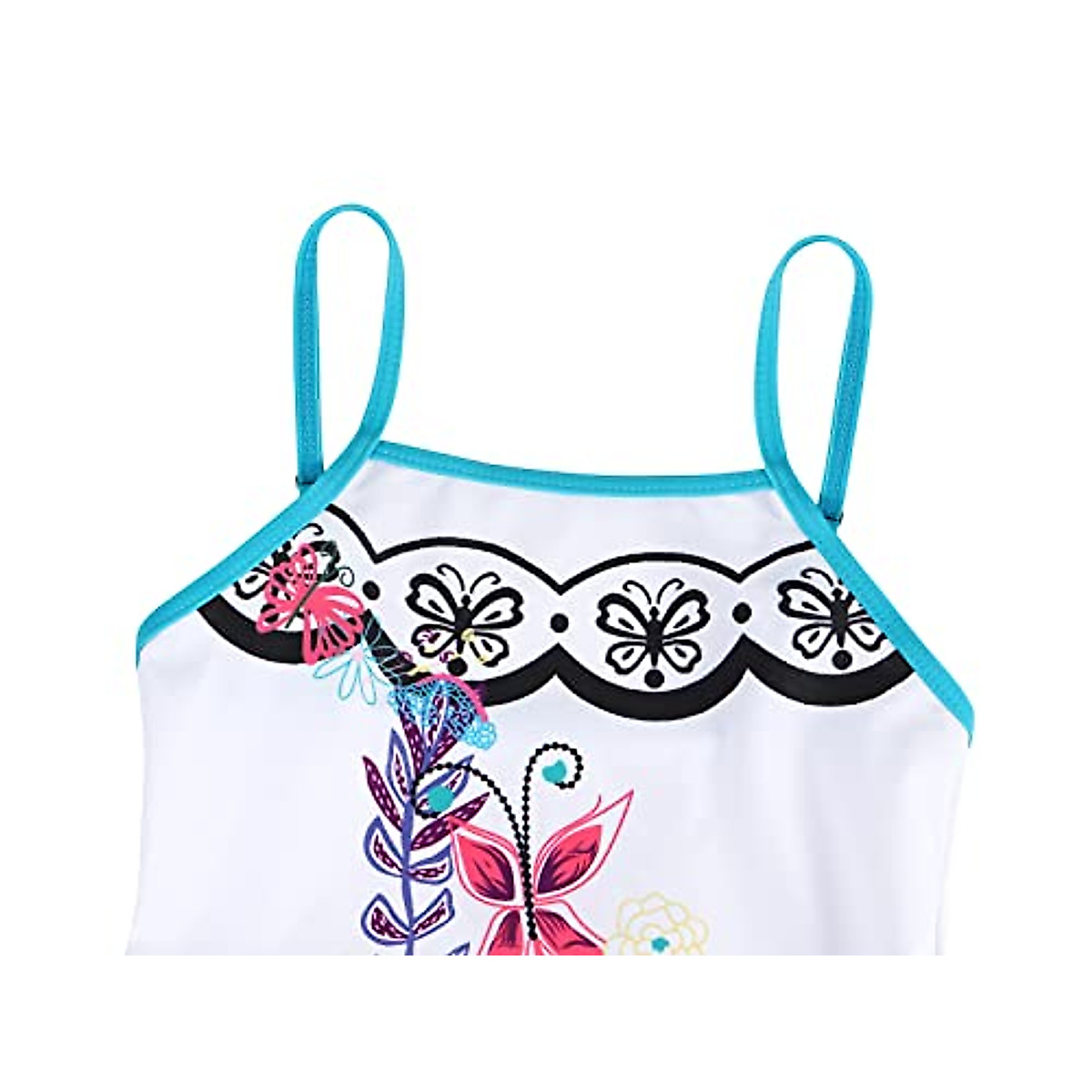 Jurebecia Girls Mirabel Swimsuit One Piece Bathing Suit Sleeveless Ruffle Tulle Swimwear Kids Magic Family Bikini Set for Role Play Dress up Princess Swim Suit Beach Swimming White 6/5-6Years