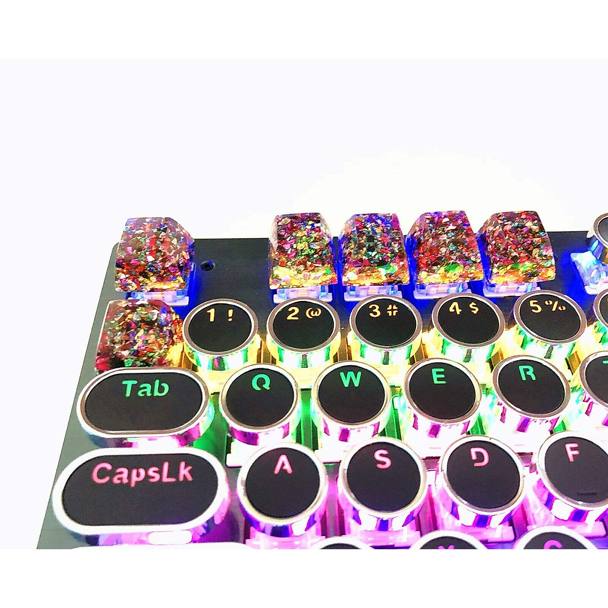 Handmade DSA Shinning Gem Resin Sequined Keycap OEM Profile for Cherry MX RGB Switch Gaming Mechanical Keyboards