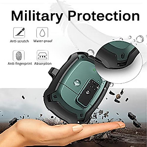 Miimall Compatible for Google Pixel Buds 2 Case, [Secure Lock][Anti-Lost Keychain][Front LED Visible] Military Full-Body Rugged Case Cover for Pixel Buds 2 Case Cover 2020 (Black)