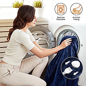 Electric Heated Throw Blanket Twin Size 62" x 84" | 6 Levels Fast Heating & Machine Washable | Full Body Warming Soft Flannel Bed Sofa Blankets with Auto-Off Overheating Protection 8H Timer | Blue