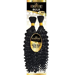 Sensationnel Empire Bulk hair braiding – Empire Water Wave Bulk 18 inch human hair boho braids with for knotless box or curly loose wave - HH EMPIRE Water Wave Bulk 18 inch (1B OFFBLACK)