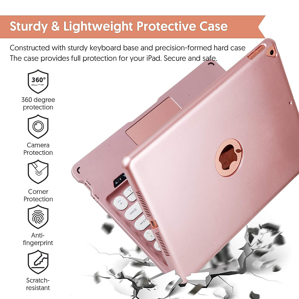 LAVO-TECH Bluetooth Keyboard Case with Touchpad for iPad 9th 8th 7th Gen, iPad Air 3rd, iPad Pro 10.5", Wireless Smart Keyboard Case Auto Sleep/Wake Function 360° Full Protection Cover