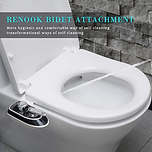 RENOOK Fresh Water Bidet Attachment for Toilet - Self Cleaning Dual Nozzle Sprays Hot & Cold Water – Non Electric Bidet Toilet Seat Attachment - Toilet Washer Bidet Seat for Female & Male Hygiene.
