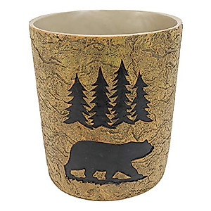 Ebros Wildlife Rustic Black Bear Roaming Pine Trees Forest Silhouette Bathroom Accent Resin Figurine Accessories Western Country Cabin Lodge Decorative (Waste Basket Trash Bin)