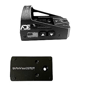Ade Advanced Optics Delta RD3-012 Red Dot Reflex Sight + Optic Mounting Plate for Taurus PT111 G2, Millennium G2, G2C, G3 with Original Rear Sight, PT140 G2, PT709, PT740, TX22 + Pictinny Plate