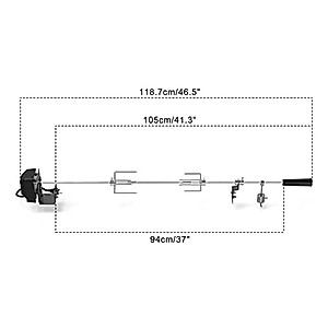 onlyfire Universal Rotisserie Kit BBQ Grilling Accessory Kit for Most 2 to 4 Burners Gas Grills - 32"-42" x 5/16" Standard Square Spit Rod