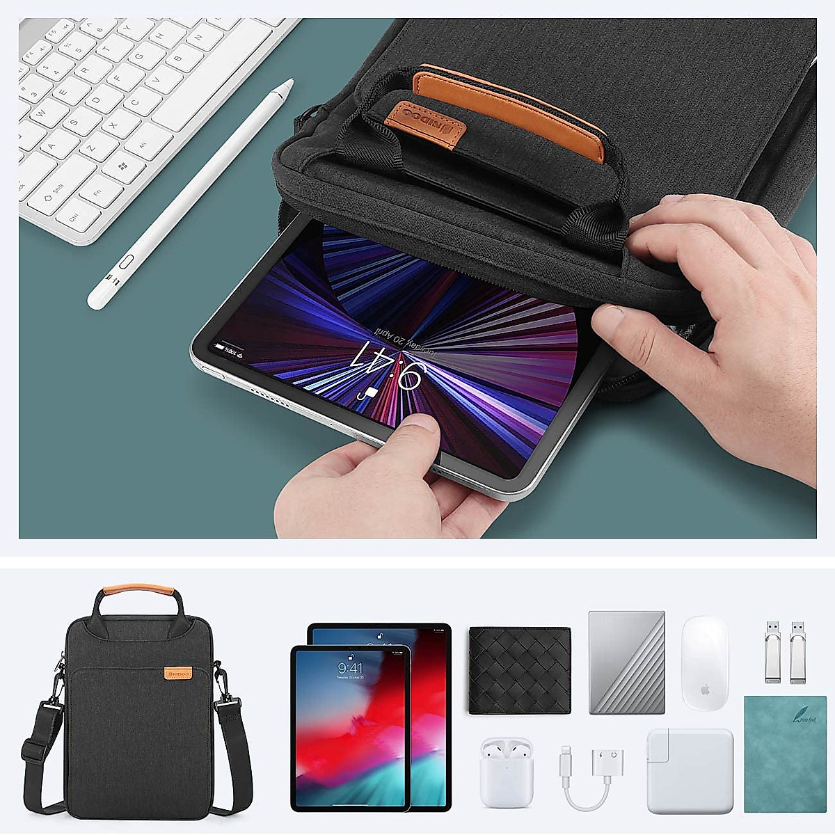 NIDOO Laptop Shoulder Bag for 13" 13.6" Macbook Air M3 M2/ MacBook Pro / 12.9" 13" iPad Pro M4/ iPad Air M2 Tablet / 13 inch Surface Pro 10 9 8, Vertical Laptop Sleeve Handbag for 13.4" XPS 13 Samsung