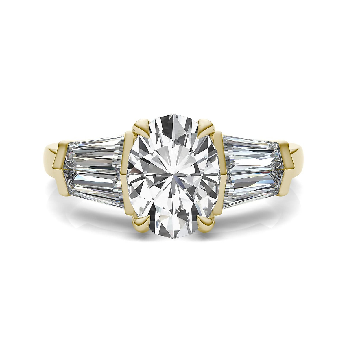 14K Yellow Gold Moissanite by Charles & Colvard 9x7mm Oval Engagement Ring-size 5 3.26cttw DEW