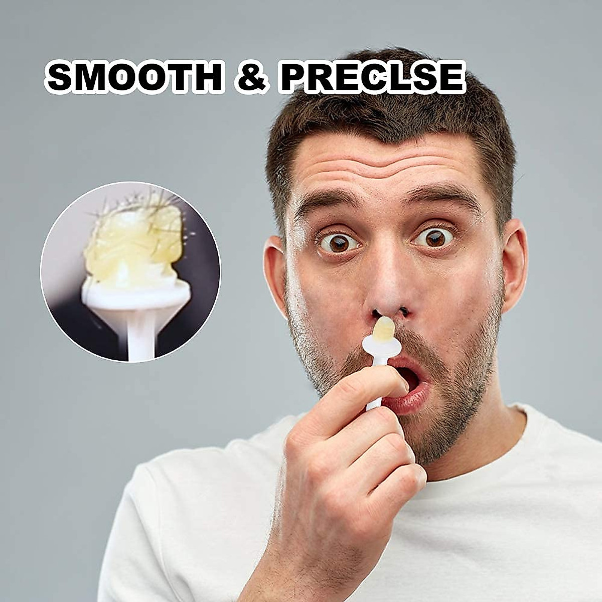 DecBlue Nose Wax Sticks - 60Pcs Plastic Nasal Cleaning Applicators for Painless Nostril and Eyebrow Hair Removal for Men and Women