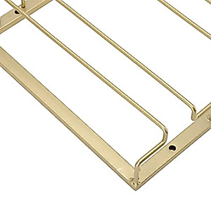 FECAMOS Wine Glass Rack, Upside Down Wine Rack Easy to Install Under Cabinet 3 Rows with Screws for Restaur for Bars(Gold)