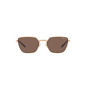 Vogue Eyewear Woman Sunglasses Rose Gold Frame, Dark Brown Lenses, 53MM