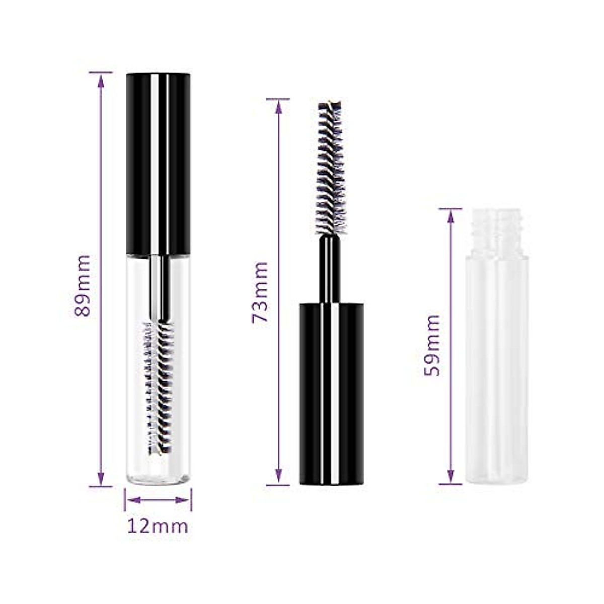 AHIER 20 pcs 4ML Reusable Empty Bottle Tube Container for Eyelash Growth Oil/Mascara with Brush for Home and Travel (20p)