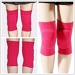 LZEEM Protective Cotton Kneepads for Woman Volleyball, Adult Knee Protector Sleeve Support Pole Dance Yoga Cycling Gym Workout Exercise Skating Knee Brace Guards for Athletic Use(Rose red)