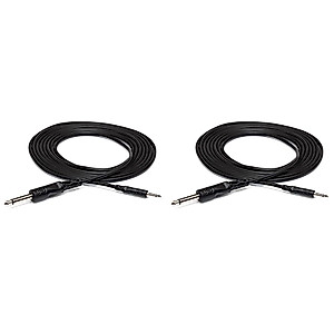 HOSA CMP-305 3.5 mm TS to 1/4" TS Mono Interconnect Cable, 5 feet,Black (Pack of 2)
