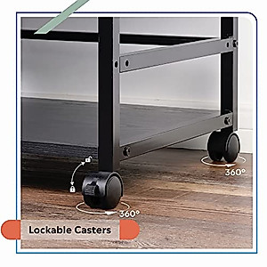 DEVAISE Mobile 3-Shelf Printer Stand with Adjustable Shelves, Modern Printer Cart with Large Storage Space, Printer Stand for Home Office, Black