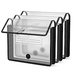 ThinkTex Plastic Expanding File Folder, Transparent envelopes with Elastic Closure, No Dividers, Large Capacity, Fit Letter/A4 Size - 3 Packs