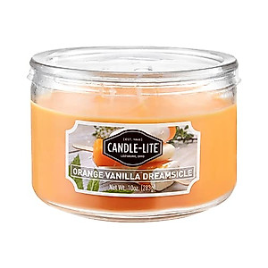 CANDLE-LITE Scented Orange Vanilla Dreamsicle 3-Wick Jar Candle, 10 oz, Yellow, 10 Ounce