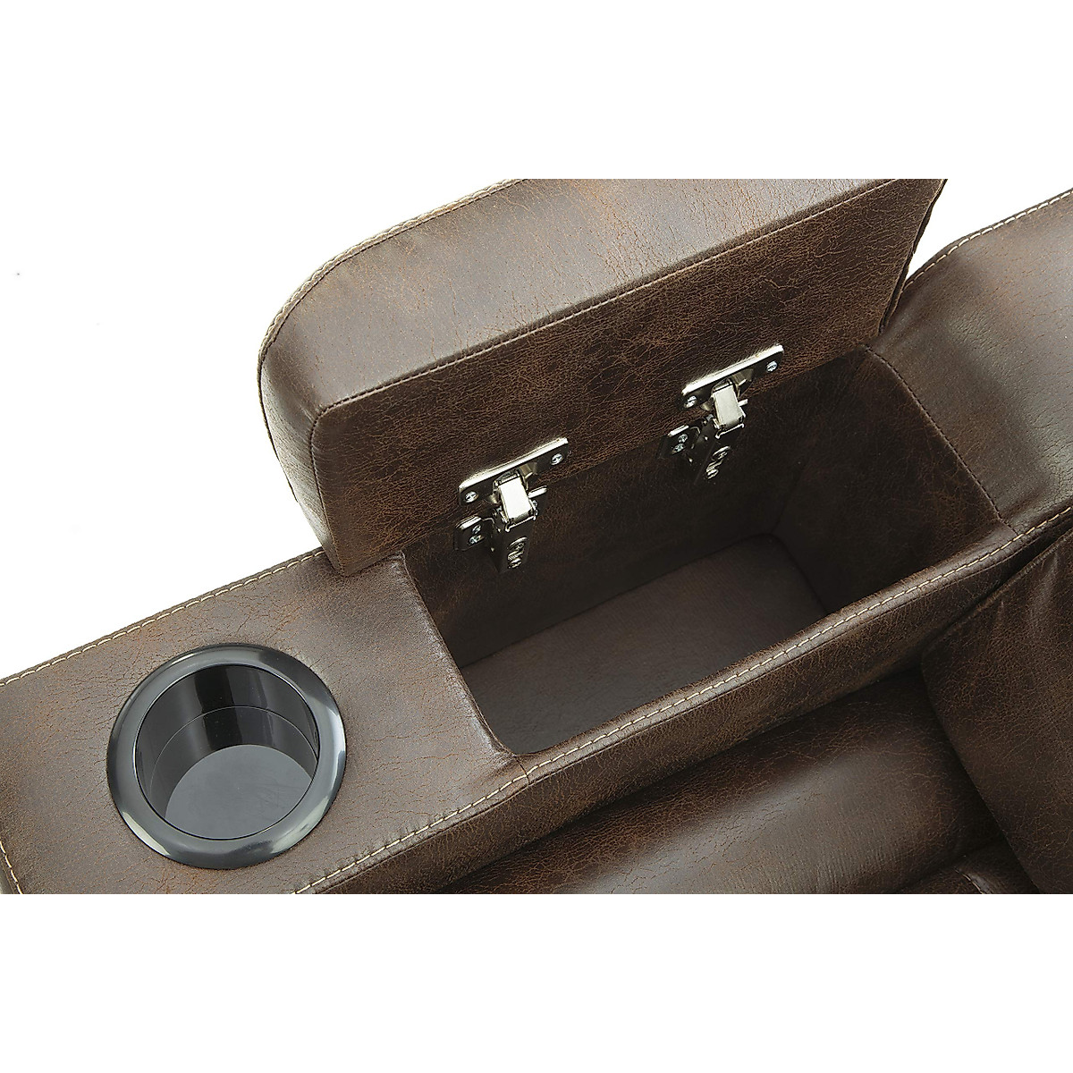 Signature Design by Ashley Owner's Box Faux Leather Power Recliner with Adjustable Headrest, Brown