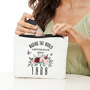 JIUWEIHU 55th Birthday Gifts for Women, 55th Birthday Decorations Present, 55 Year Old Birthday Gift Ideas for Sisters, Friend, Coworker, Grandma, Mom, Boss – Since 1968 Makeup Bag