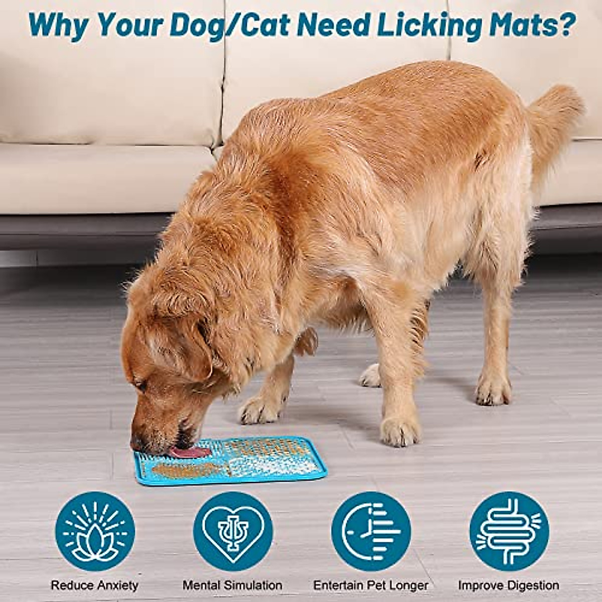 MateeyLife X Large Licking Mats for Dogs and Cats, Lick Mats with Suction Cups for Dog Anxiety Relief, Cat Peanut Butter Lick Pad for Boredom Reducer, Dog Slow Feeder for Bathing Grooming