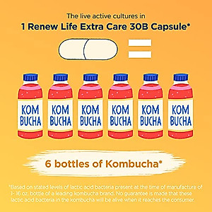 Renew Life Adult Probiotics, 30 Billion CFU Guaranteed, Probiotic Supplement for Digestive & Immune Health, Shelf Stable, Gluten Free, Extra Care, For Men & Women, 60 Capsules