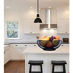 MEVOPHEE Mesh Fruit Bowl Metal Wire Fruit Vegetables Basket Holder for Counters Black Home Kitchen Stand Decorative Centerpiece (10")
