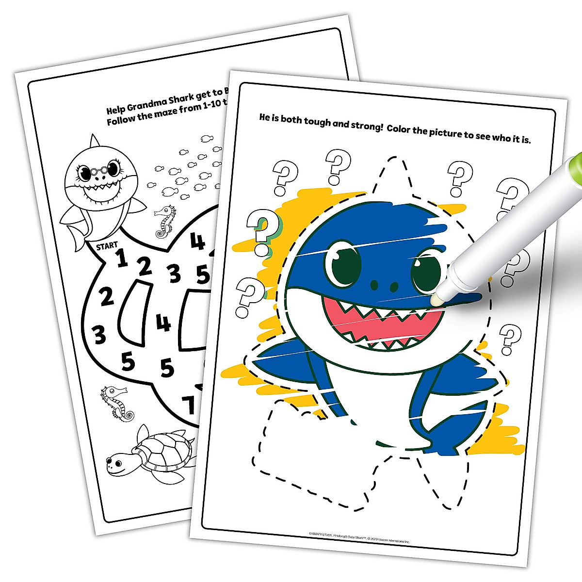 Bendon Imagine Ink Magic Ink Pictures and Game Book with Mess Free Marker (Baby Sharks)